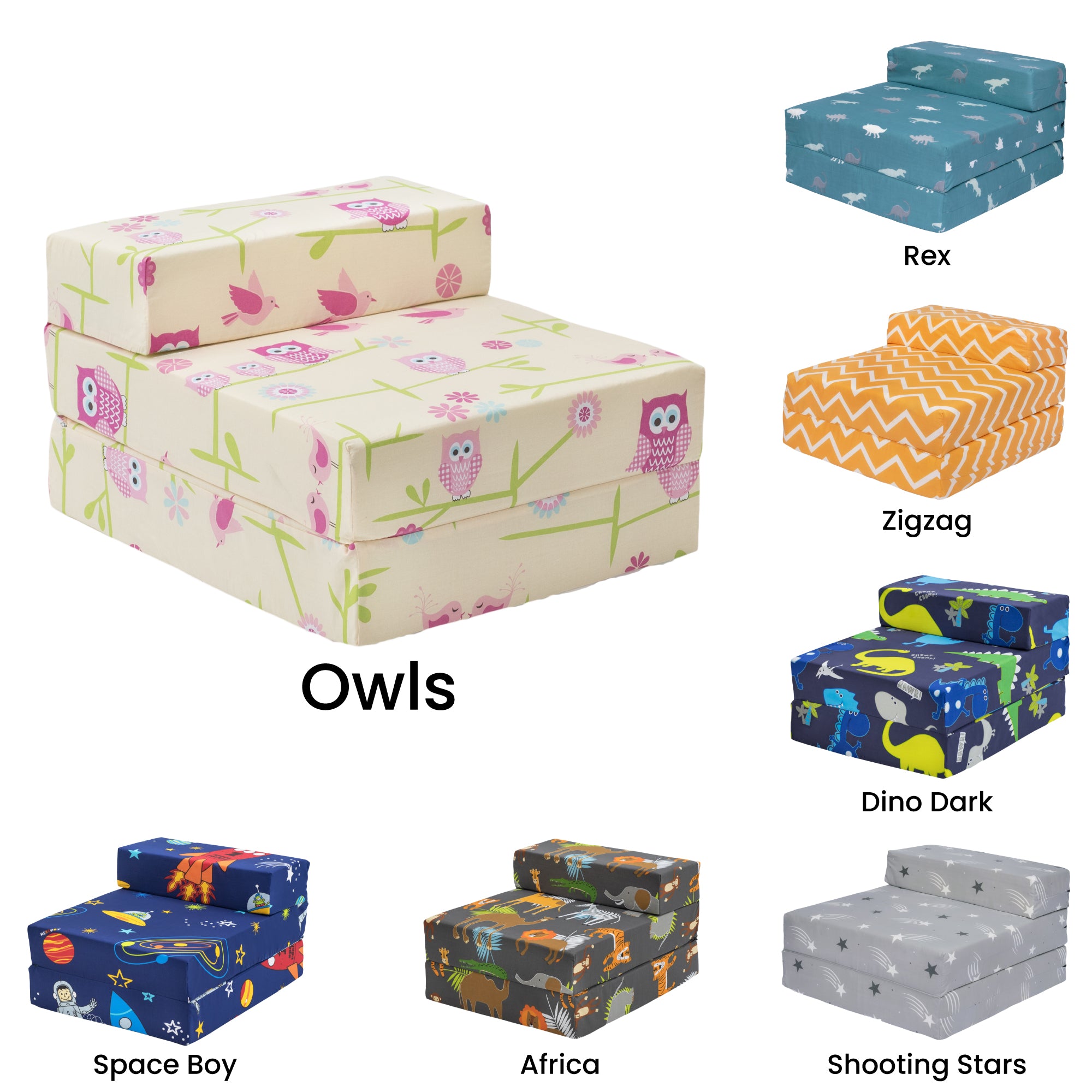 Kids Foldable Z Bed Kids Futon Sofa Bed Folding Mattress Printed Chair Bed