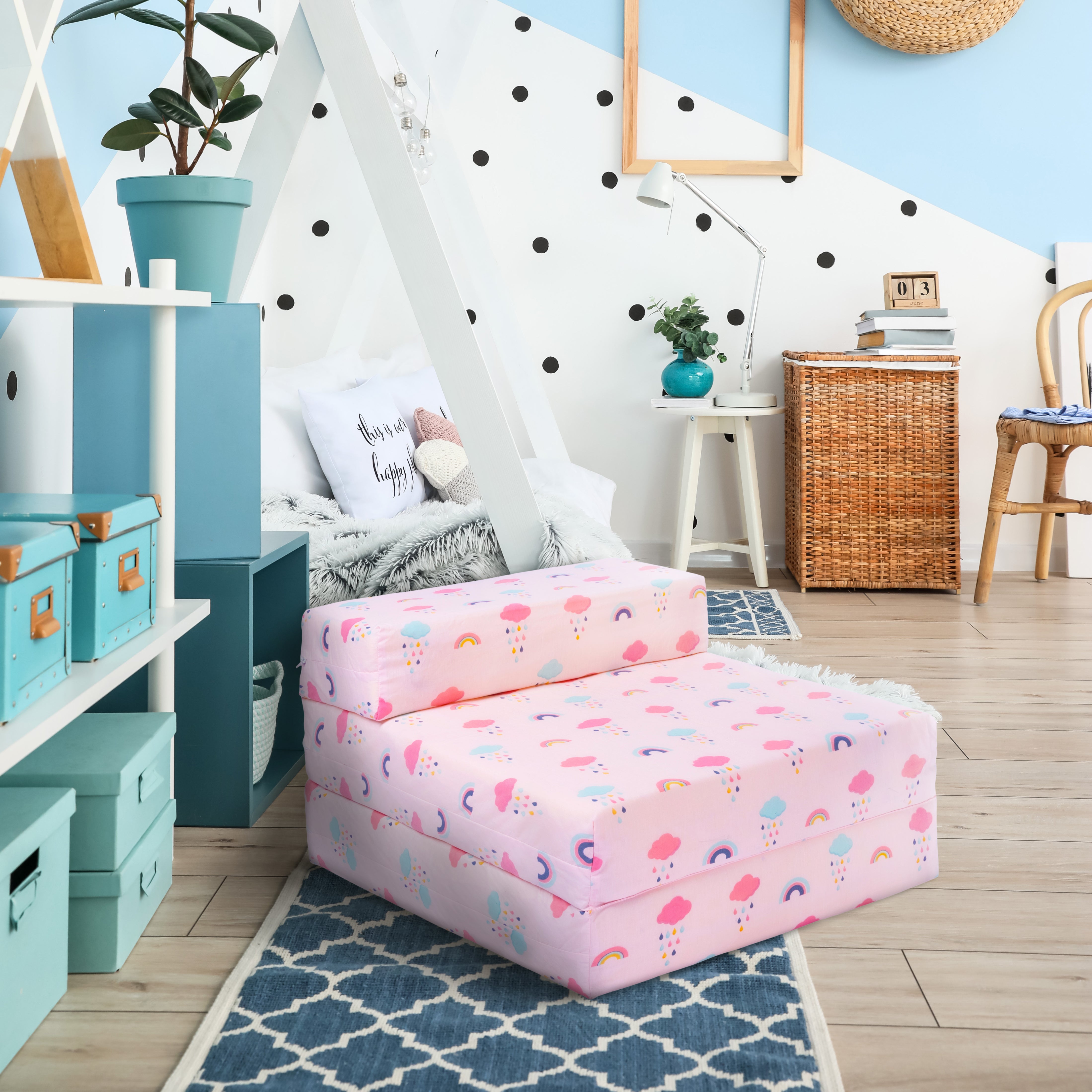 Kids Foldable Z Bed Kids Futon Sofa Bed Folding Mattress Printed Chair ...