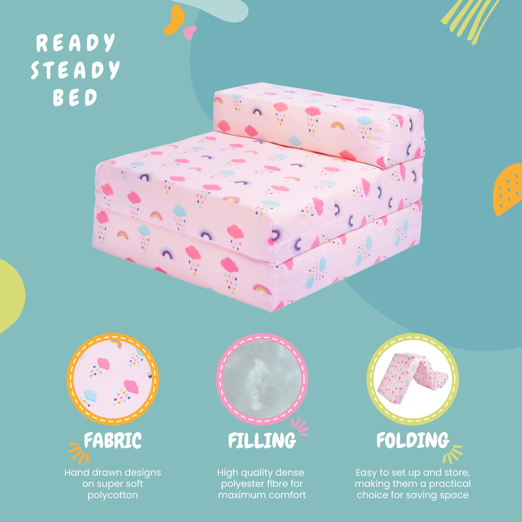 Kids Foldable Z Bed Kids Futon Sofa Bed Folding Mattress Printed Chair ...