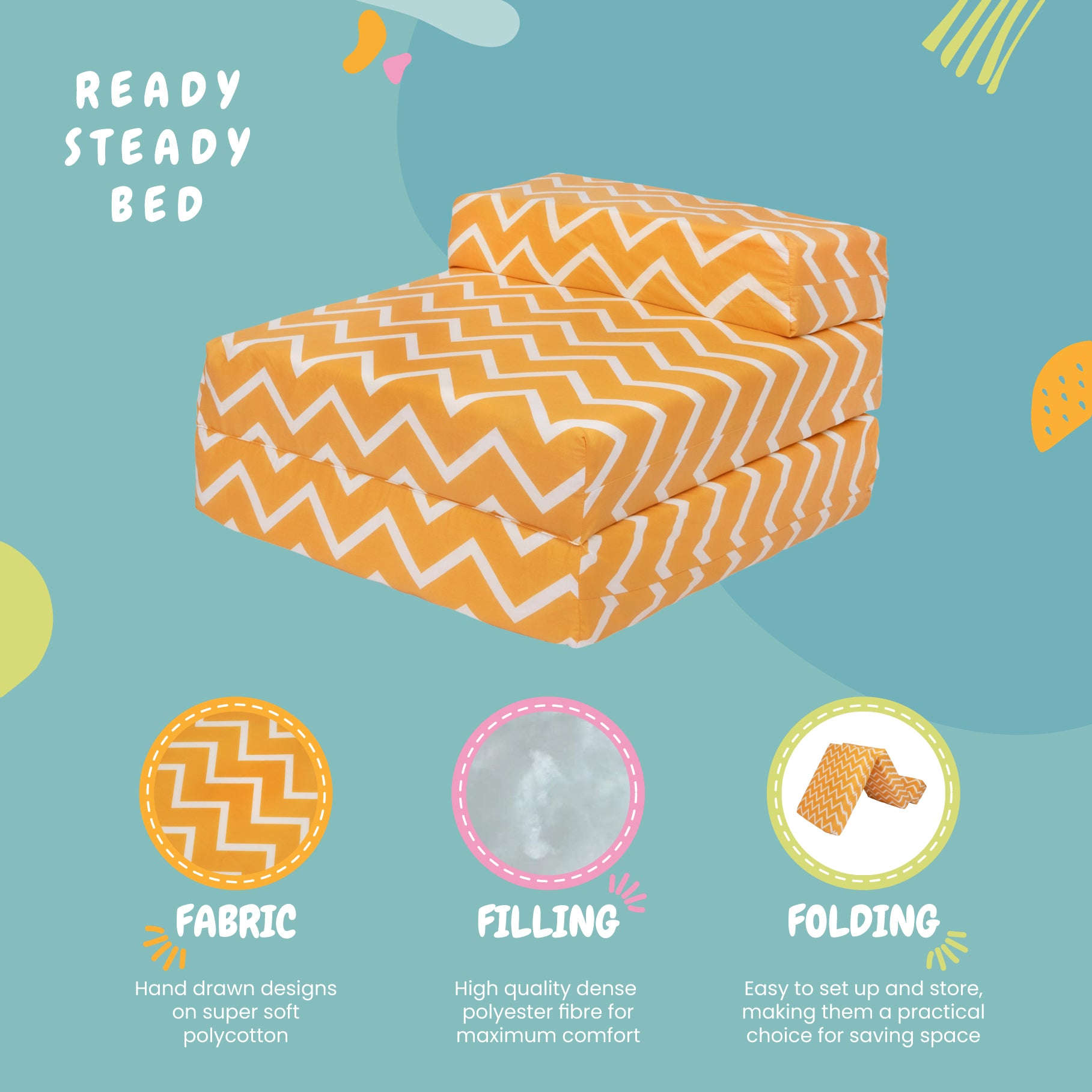 Kids Foldable Z Bed Kids Futon Sofa Bed Folding Mattress Printed Chair ...